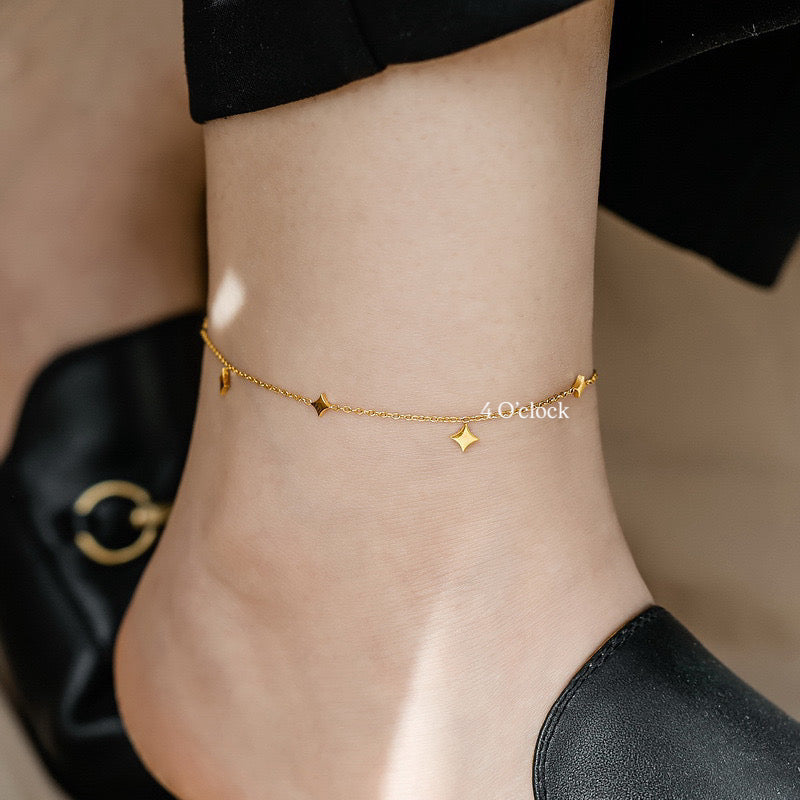 18k Gold Plated Stainless Steel Anklets – 4 O'clock