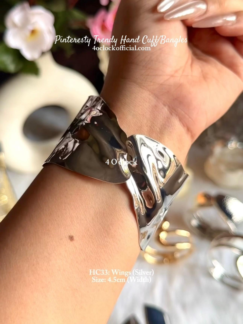 HC33: Handcuff for Stack: Wings (Silver) – 4 O'clock