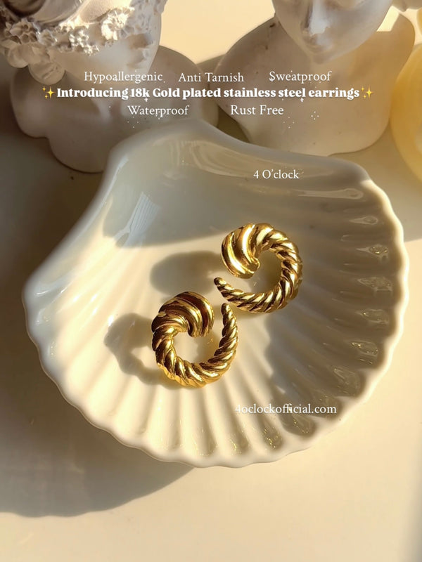 GE08: Stainless Steel Earrings: Twisted Wire – 4 O'clock