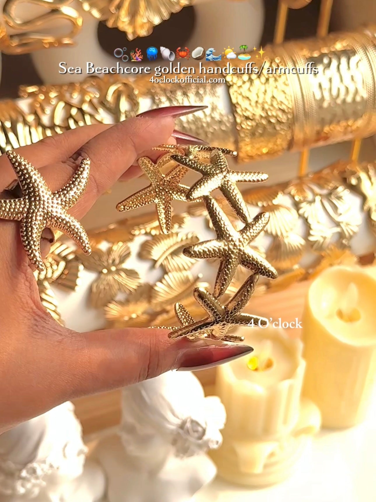 HC140: 18k Gold Plated Stainless Steel Handcuff for Stack: Starfish C ...