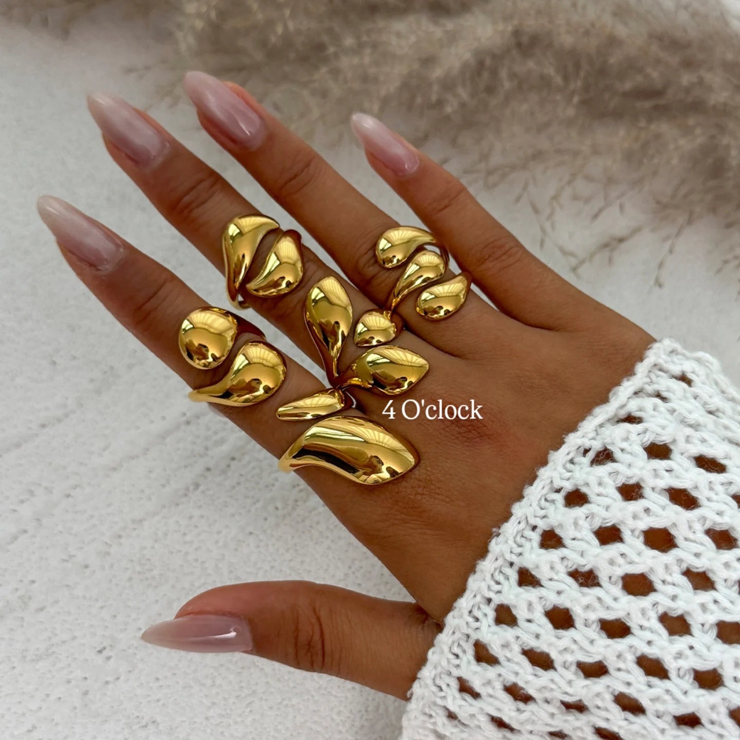 RS103: Maximalistic Finger Ring Sets (Golden) - 5pcs (Full set adjust ...